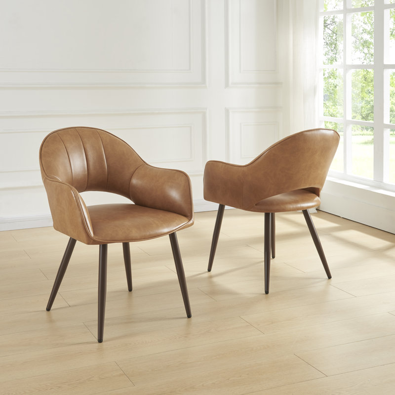 Trent Austin Design® Olivas Mid Century Modern Faux Leather Dining Chair & Reviews | Wayfair